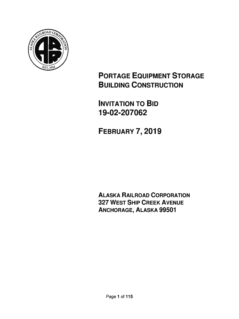 Fillable Online 19-02 Portage Vehicle Storage Building Construction ITB ...