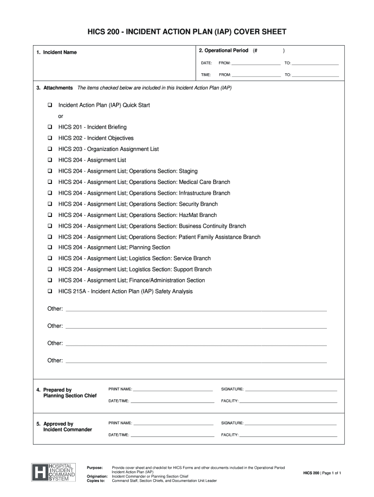 Fillable Online INCIDENT ACTION PLAN (IAP) COVER SHEET Fax Email Print - pdfFiller