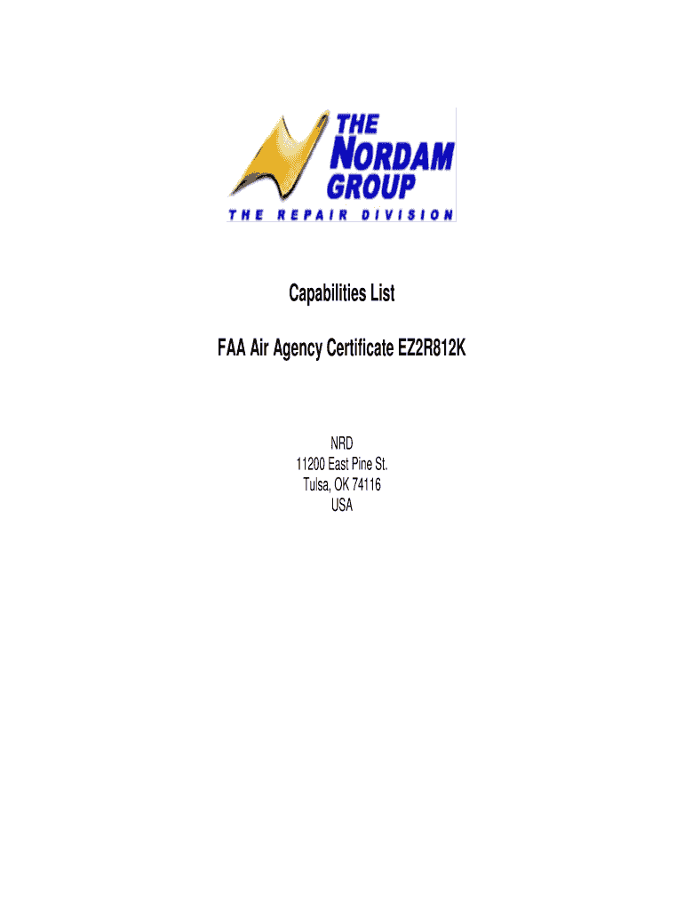 Fillable Online Capabilities List FAA Air Agency Certificate ...