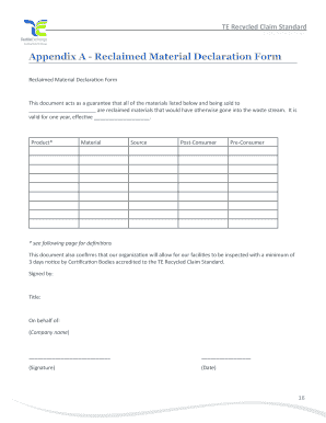 Fillable Online TE Recycled Claim Standard - Textile Exchange Fax Email ...