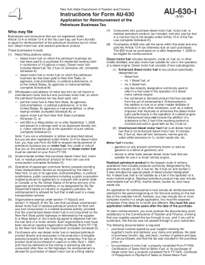 Fillable Online Form AU-630:10/15: Application for ... - Tax.ny.gov Fax ...
