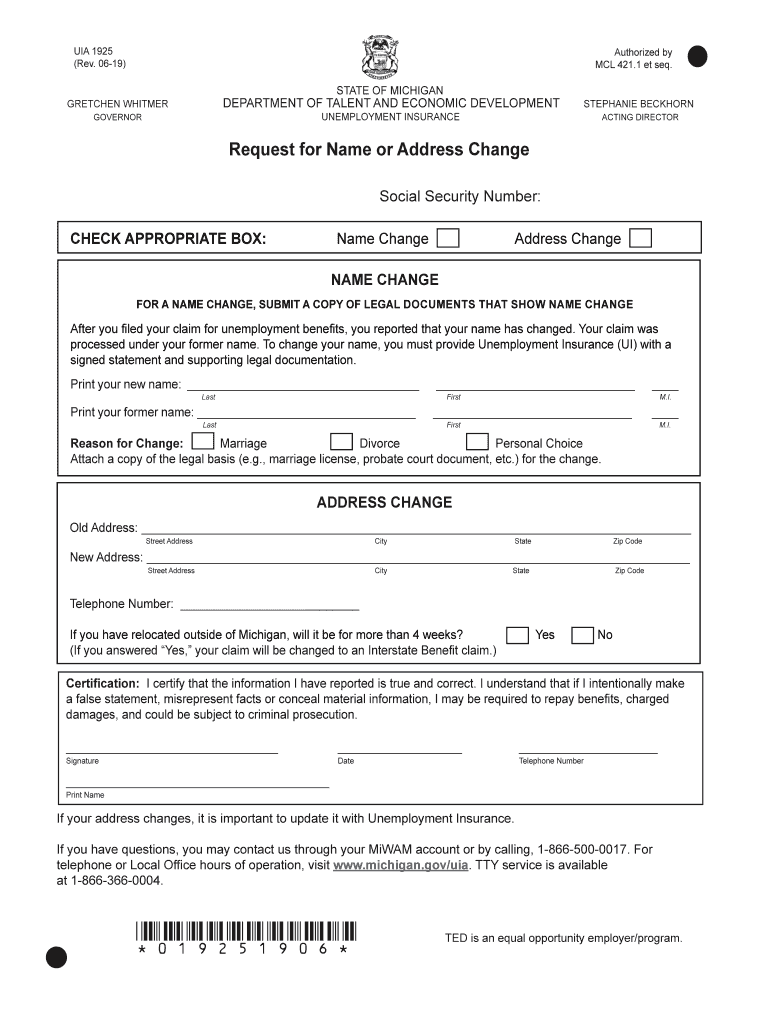 2019 Form MI UIA 1925 Fill Online Printable Fillable Blank PdfFiller 2019 Form MI UIA 1925 Fill Online Printable Fillable Blank PdfFiller