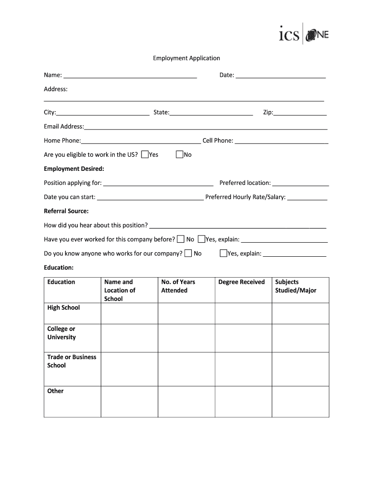 Fillable Online Position applying for: Preferred location: Fax Email ...