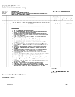 Fillable Online bidsandawards upm edu COAGULATION ANALYZER FOR THE PEDIATRICS HEMATOLOGY ... Fax ...