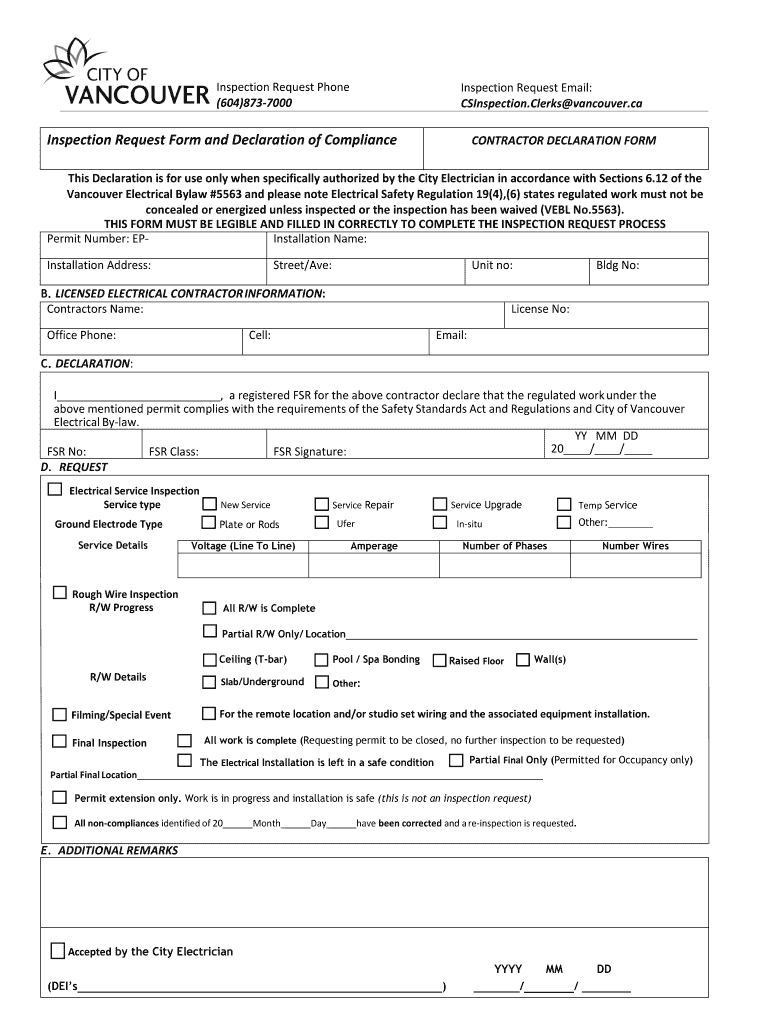 Fillable Online Electrical contractor declaration form Fax Email Print ...