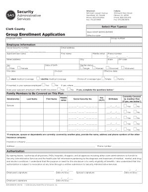 Fillable Online Clark County Group Enrollment Application Fax Email ...