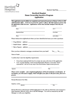Fillable Online Hartford Hospital Home Ownership Incentive Program ...