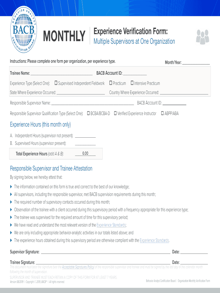 Fillable Online Monthly Fieldwork Verification Form: Organization with ... Fax Email Print ...