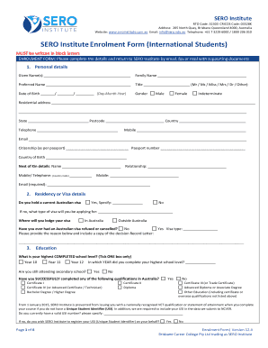 Fillable Online SERO InstituteEnrolment Form (International Students ...