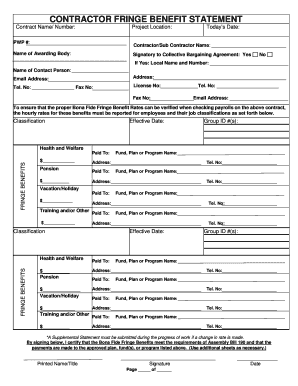 Fillable Online Fringe Benefit Statement 9.4.19 Fax Email Print - pdfFiller