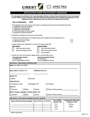 Fillable Online application form for student admission - Crest ...