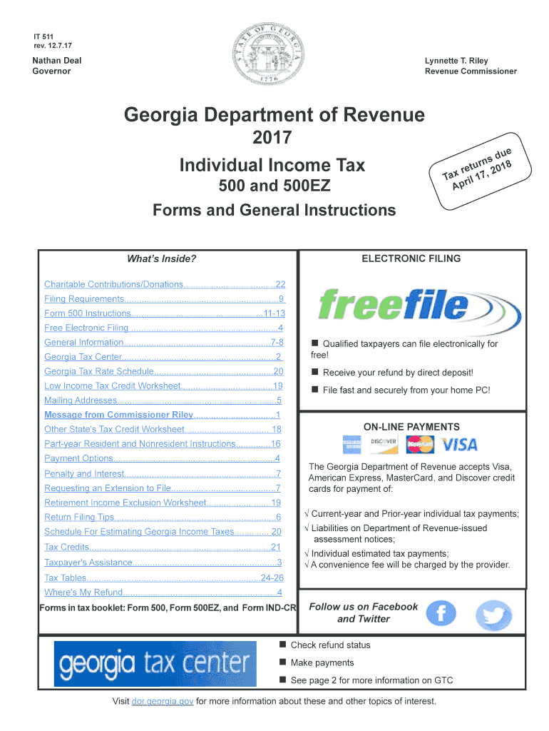 Fillable Online IT-511 Individual Income Tax 500 and 500EZ Forms and ...