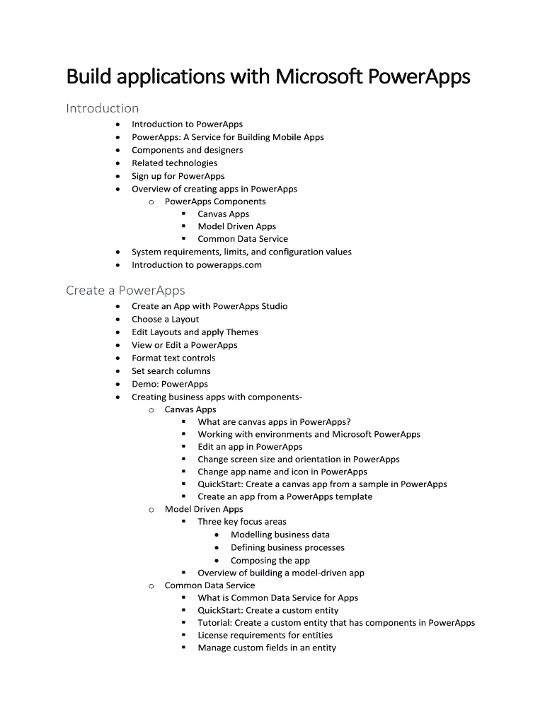 Fillable Online Overview of building a model-driven app with PowerApps ...