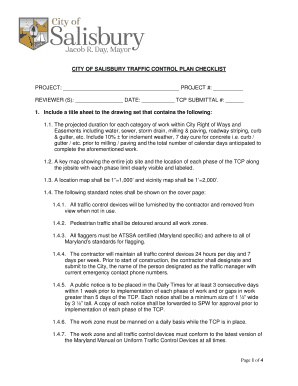 Fillable Online CITY OF SALISBURY TRAFFIC CONTROL PLAN CHECKLIST Fax ...