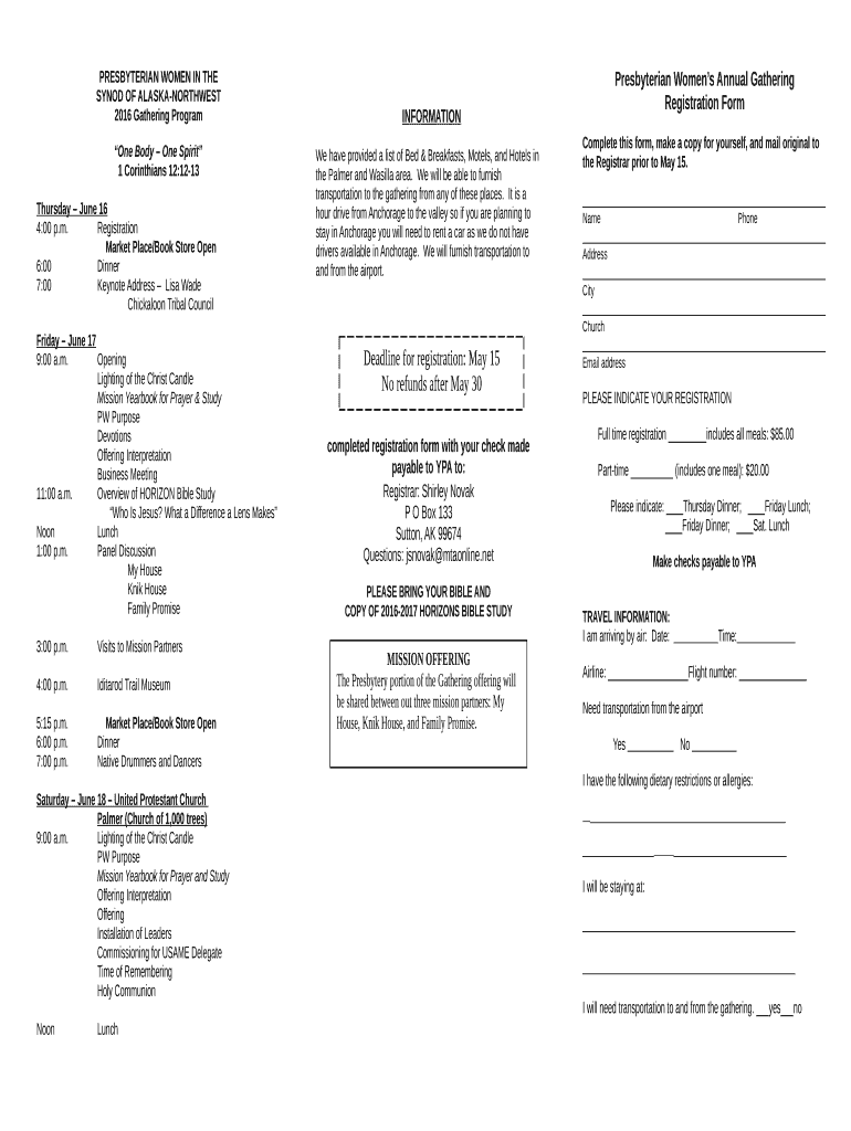 PRESBYTERIAN WOMEN IN THE - pbyukon.org Doc Template | pdfFiller