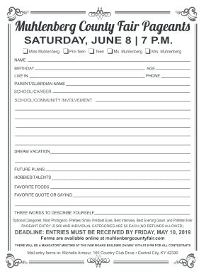 Fillable Online Pageant Forms.cdr Fax Email Print - pdfFiller