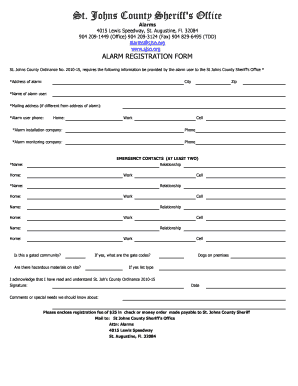 Fillable Online NEW ALARM FORM.xls Fax Email Print - pdfFiller