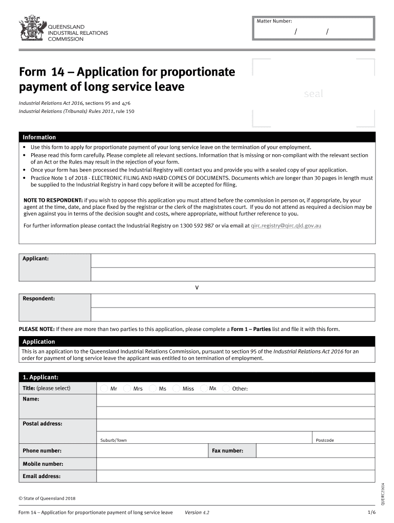 Fillable Online Form 14Application for proportionate payment of long ...