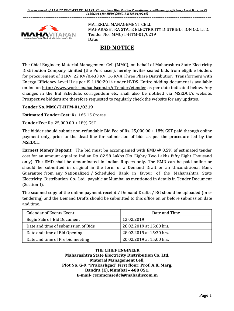 Fillable Online Tender documents for Procurement of Fax Email Print ...