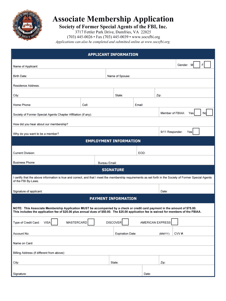 Fillable Online HOW TO APPLY - Society of Former Special Agents of the ...