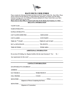 Fillable Online RACE DECK USER FORM Fax Email Print - pdfFiller