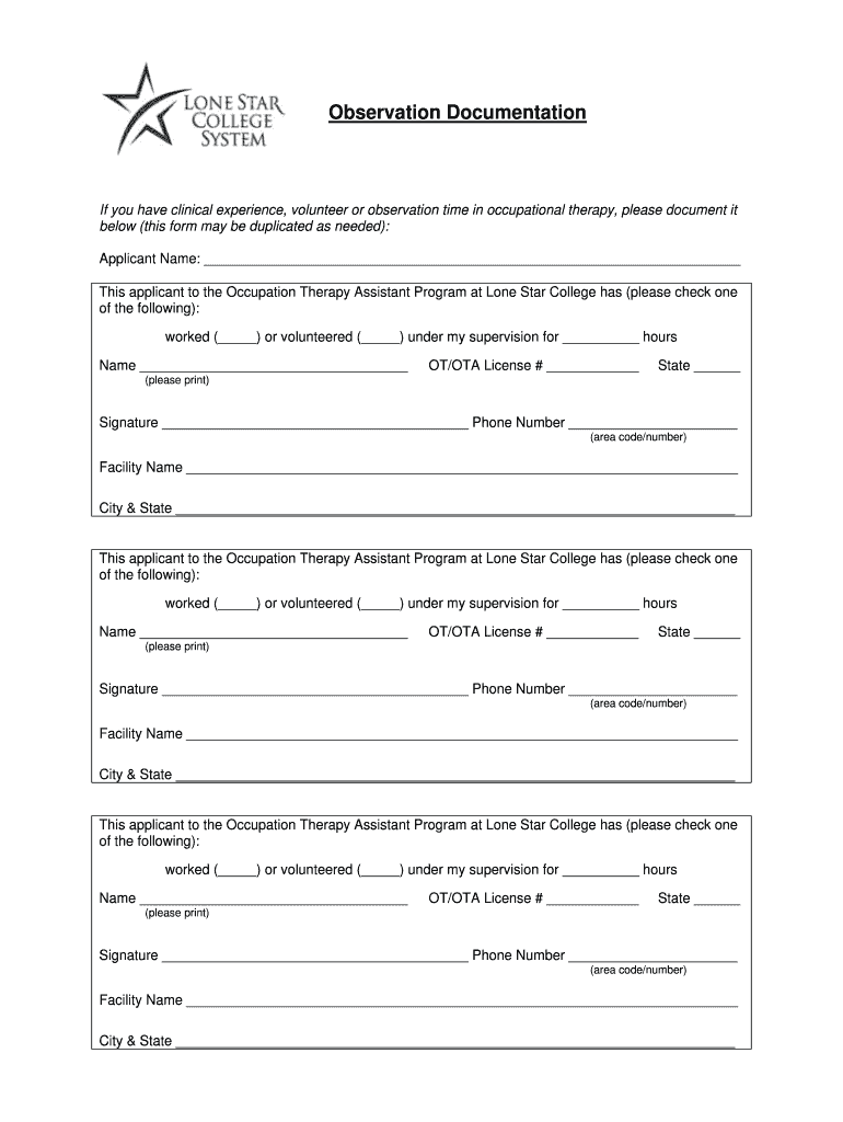 Fillable Online A Pre-OT's Guide to Observation HoursCovalentCareers ...