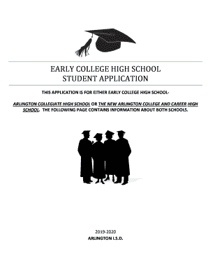 Fillable Online EARLY COLLEGE HIGH SCHOOLSTUDENT APPLICATION. THIS ...