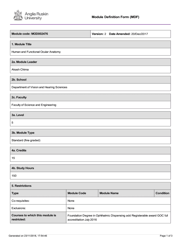 Fillable Online e-vision anglia ac Human and Functional Ocular Anatomy Fax Email Print - pdfFiller