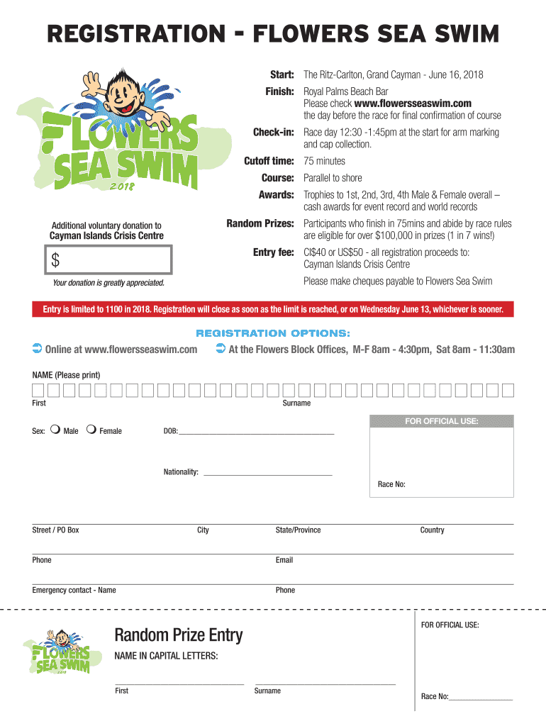 Fillable Online Swimmer Reg Form2018.indd - Flowers Sea Swim Fax Email Print - pdfFiller