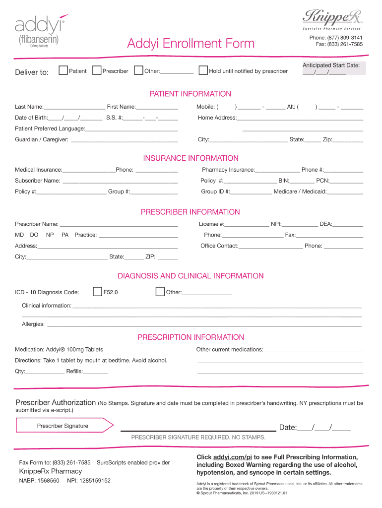 Fillable Online Addyi Enrollment Form Fax Email Print - pdfFiller