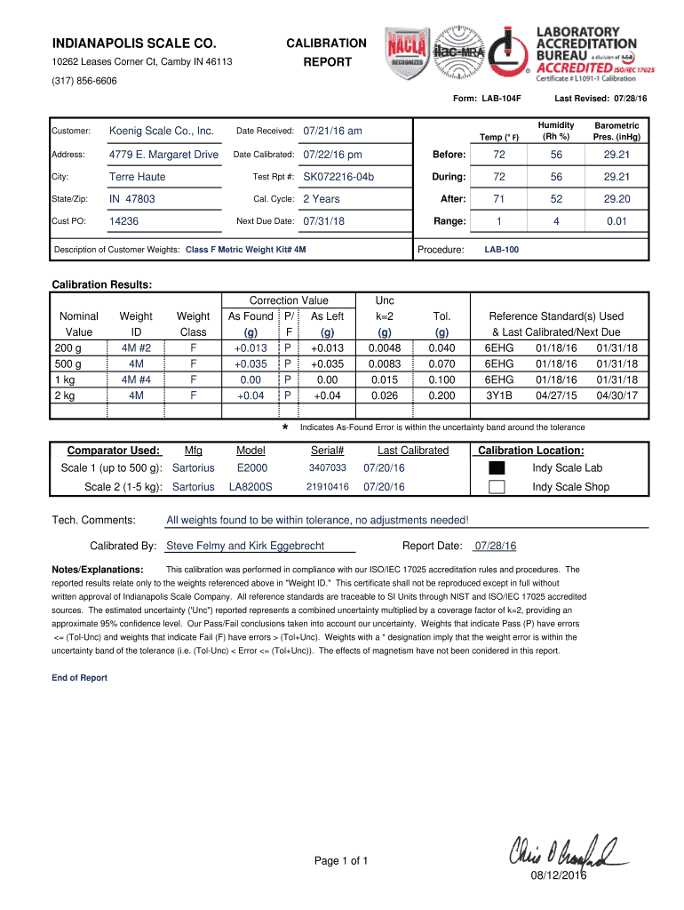 Fillable Online indianapolis scale co. - Koenig Scale Company Fax Email ...