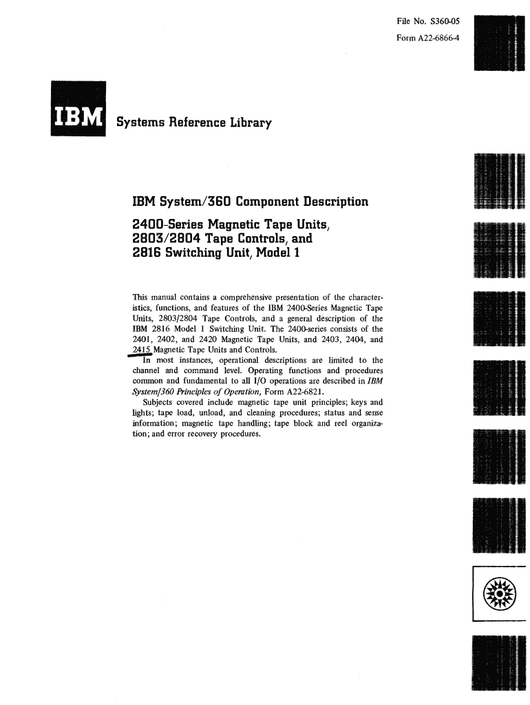 Fillable Online Systems Reference Library I IBM 2400-Series Magnetic ...