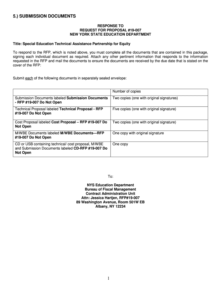 Fillable Online RFP 19-007 - nysed / p-12 - New York State Education ...