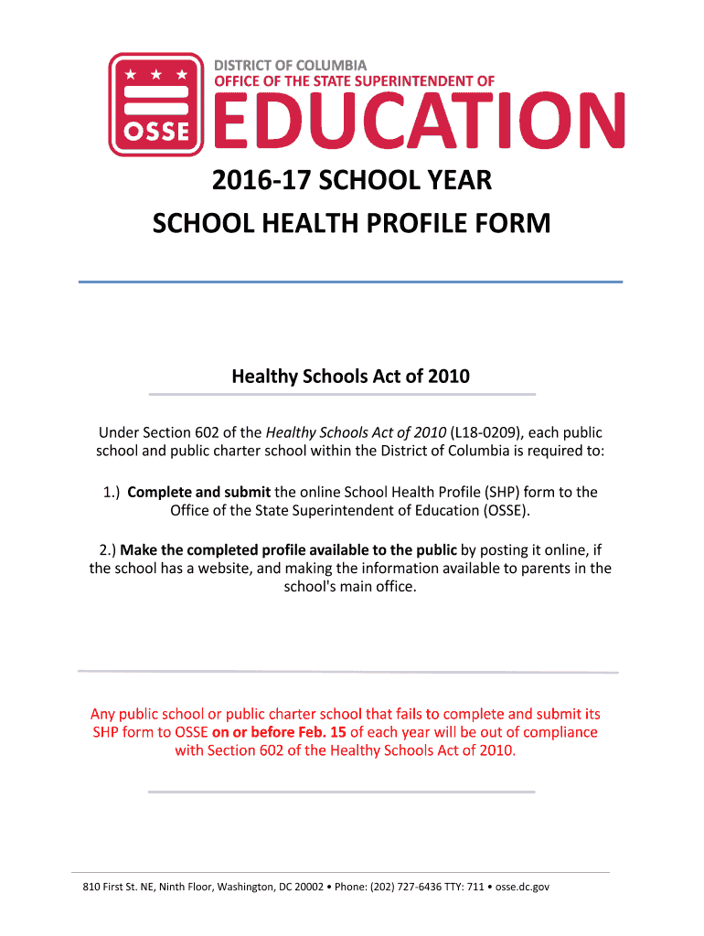 Fillable Online osse dc The online SHP form must be completed by each ...