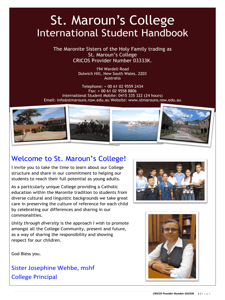 Fillable Online International Student - St Maroun's College Fax Email Print - pdfFiller