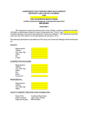 Fillable Online ATTACHMENT A Sample Construction Management Contract ...