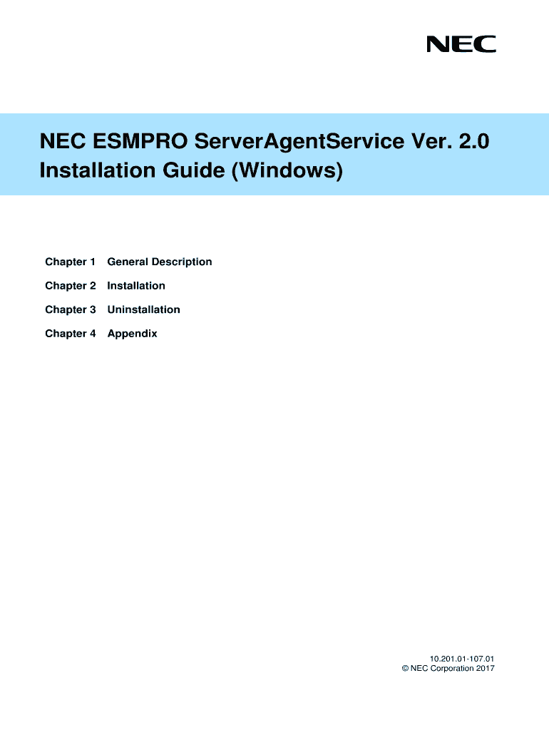 Fillable Online NEC ESMPRO ServerAgentService Ver. 2.0 Installation ...