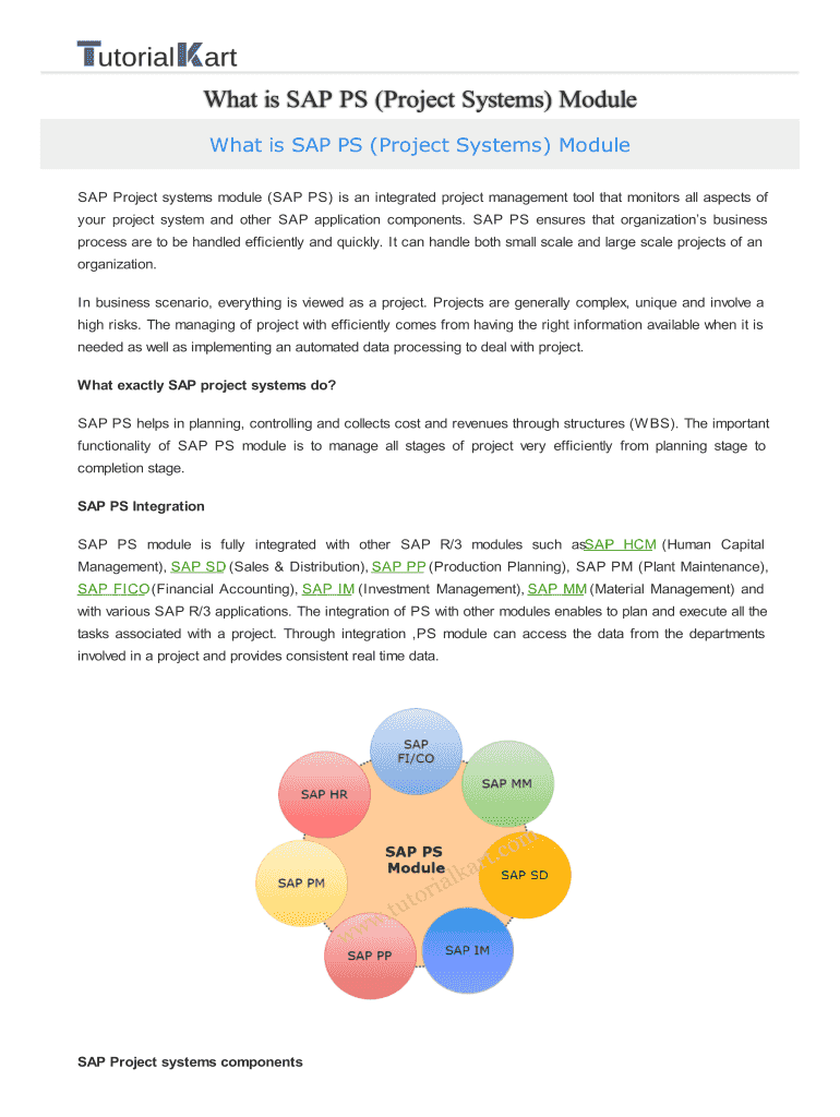 Fillable Online What is SAP PS (Project Systems) Module - Tutorial Kart ...