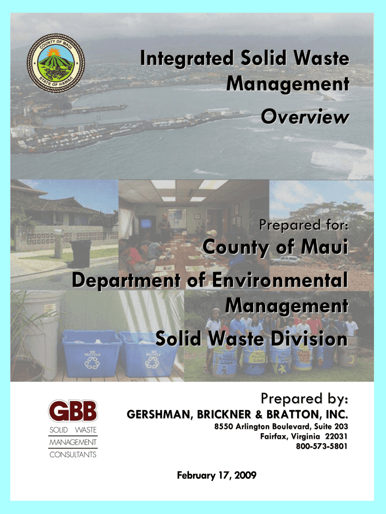 Fillable Online Integrated Solid Waste Management Plan Overview Fax ...