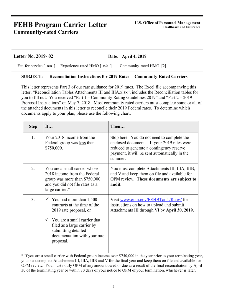 Fillable Online FEHB Program Carrier Letter - Health Maintenance ...