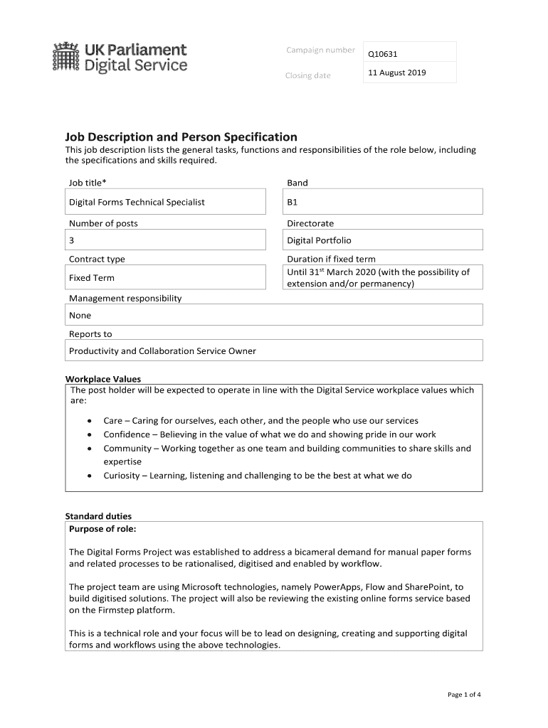 Fillable Online Human Resources Department at SOAS: Person specifications Fax Email Print ...