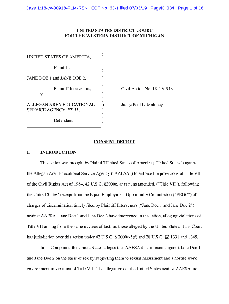 Fillable Online Filed Consent Decree with Court Stamp 63-1 Fax Email ...