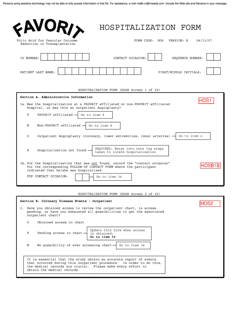 Fillable Online Fillable Online niddkrepository Form 13 - Hospitalization Notice ... Fax Email ...