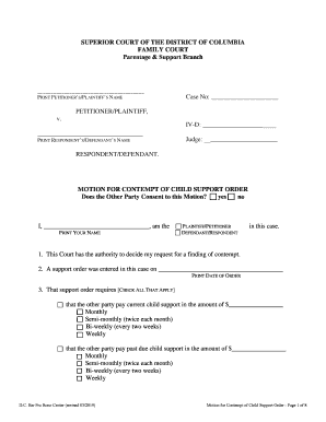 Fillable Online Motion for Contempt of Child Support Order - LawHelp ...