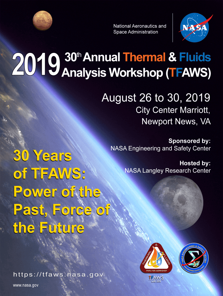Fillable Online tfaws nasa TFAWS 2019 Thermal & Fluids Analysis ...