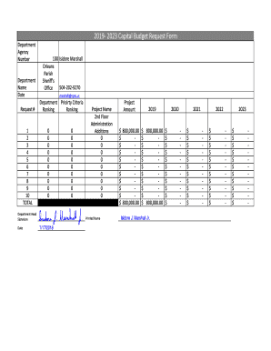 Fillable Online 2019- 2023 Capital Budget Request Form Fax Email Print ...