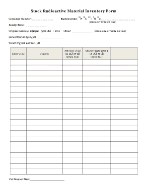 Fillable Online Stock Radioactive Material Inventory Form - Harvard ...