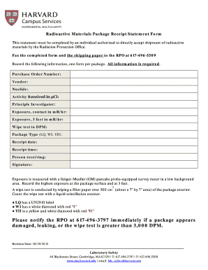 Fillable Online Radioactive Materials Package Receipt Statement Form ...
