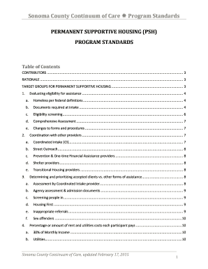 Fillable Online Permanent Supportive Housing Program Standards ...