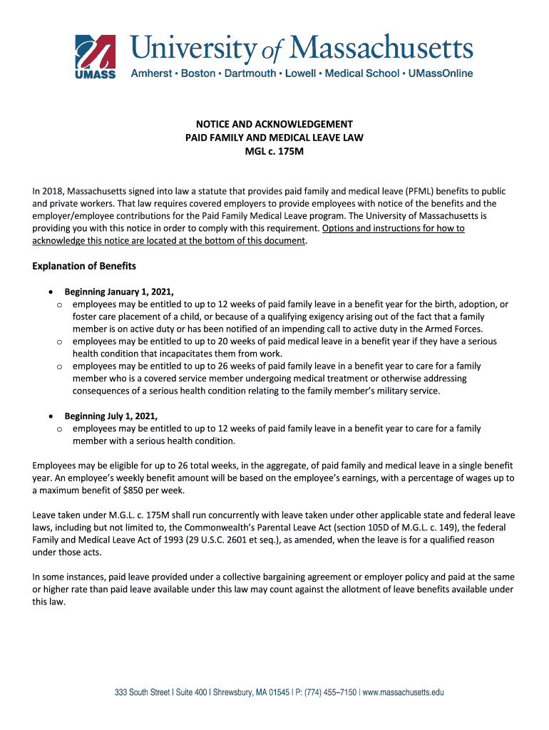 Fillable Online FMLA Leave (Family and Medical Leave Act)Mass.gov Fax ...